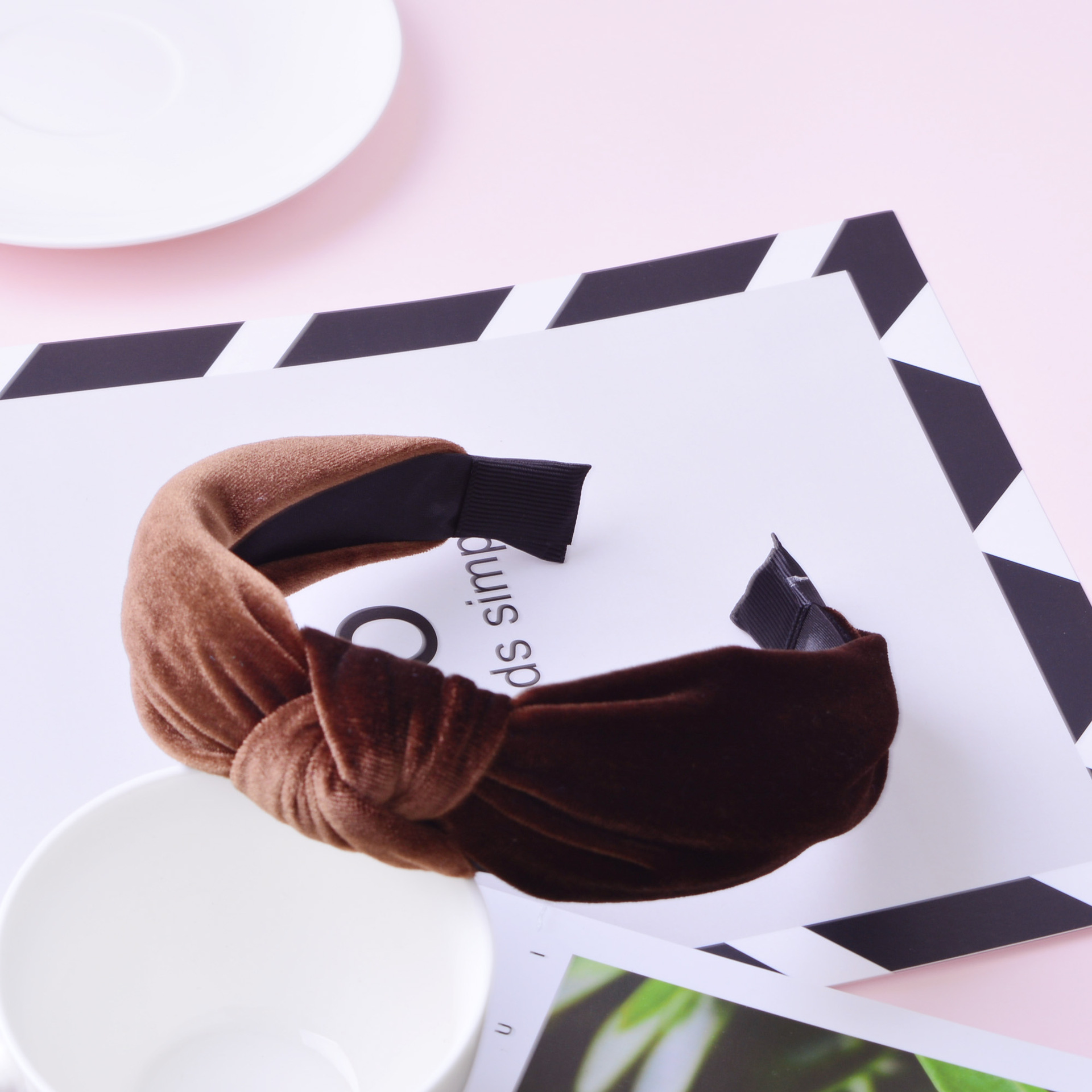 Wholesale pure color fabric gold velvet hair band - Nihaojewelry