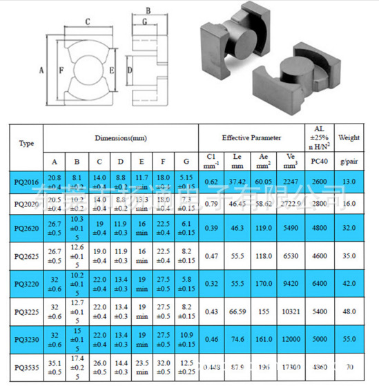 PQ3320通信电源磁芯PQ3320变压器磁芯骨架-阿里巴巴