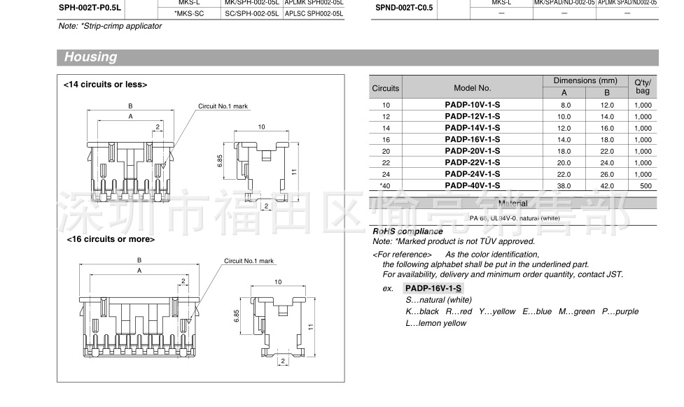 JST B10B/12B/14B/16B/20B/22B/24B-PADSS-1F直针座SPH连接器-阿里巴巴