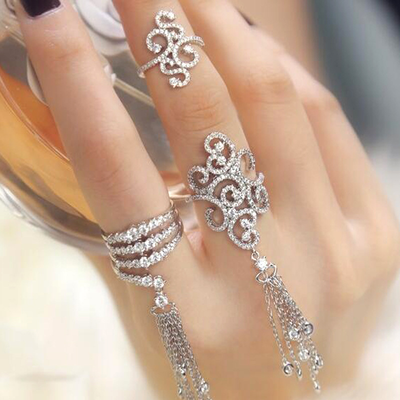 Womens Drop Shaped Rhinestone Alloy Rings NHNT140093