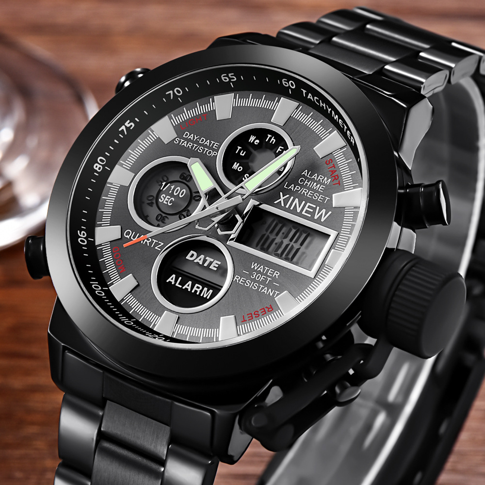 Brand Watches New Fashion Digital Men Full Steel Led Watch-阿里巴巴