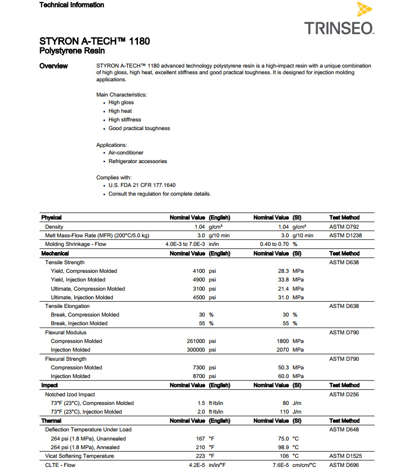 现货HIPS 1180 香港盛禧奧（斯泰隆）STYRON A-TECH-阿里巴巴