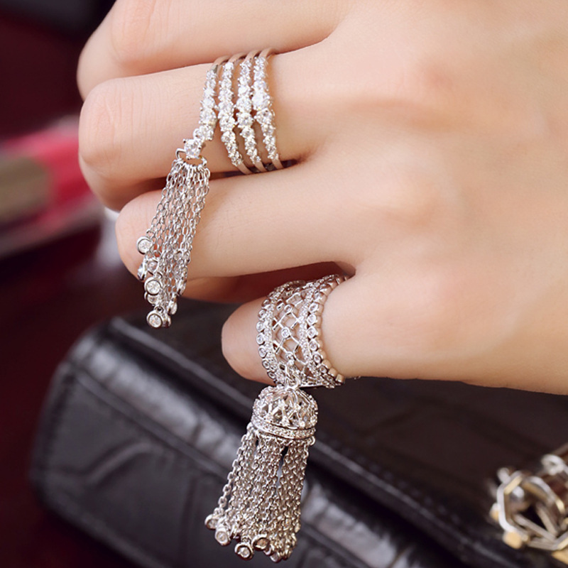 Womens Drop Shaped Rhinestone Alloy Rings NHNT140093
