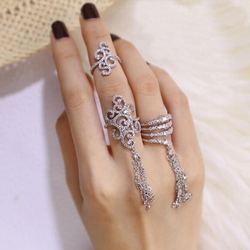 Womens Drop Shaped Rhinestone Alloy Rings NHNT140093
