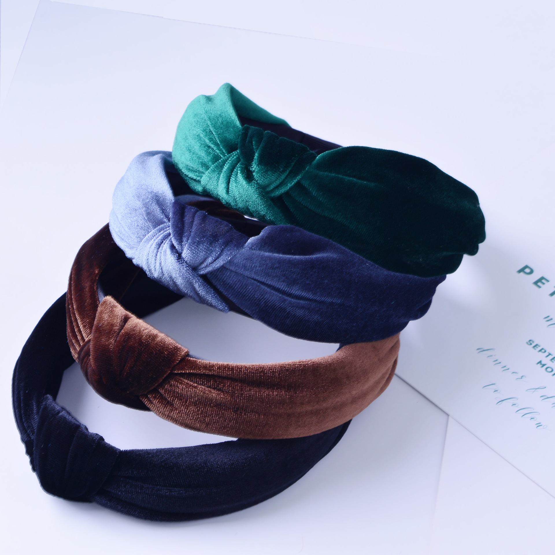 Wholesale pure color fabric gold velvet hair band - Nihaojewelry