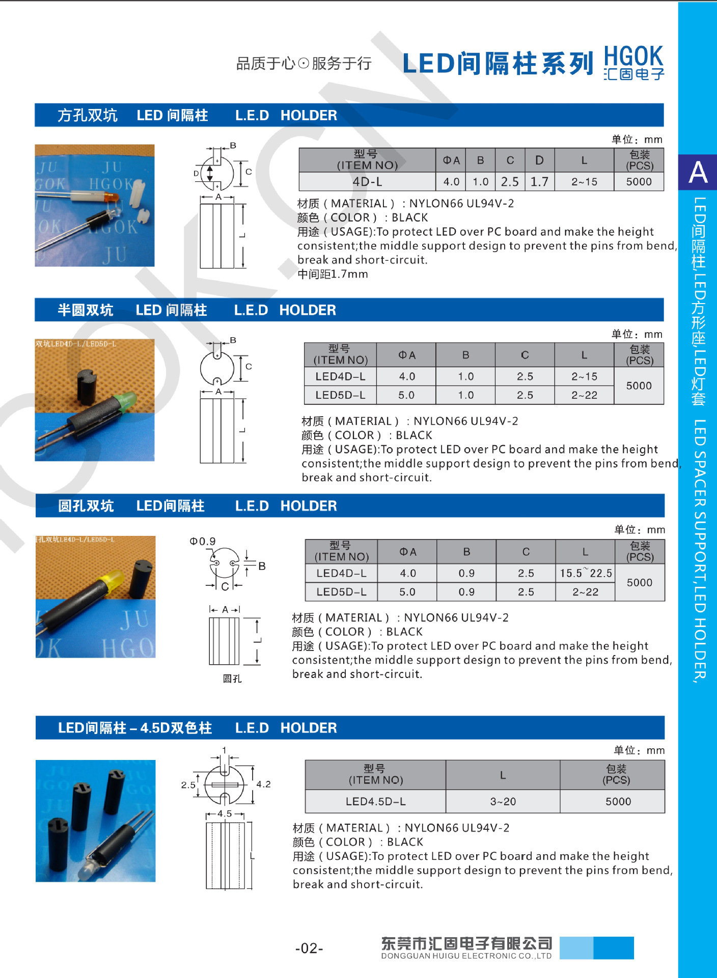HGOK led间隔柱 发光二极管尼龙灯柱绝缘隔离垫高柱-阿里巴巴