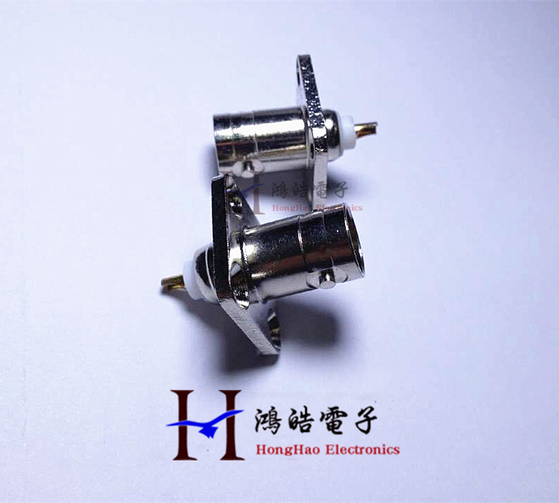 纯铜BNC-KFD 50欧姆同轴连接器BNC插座Q9视频母座四孔法兰盘安装-阿里巴巴