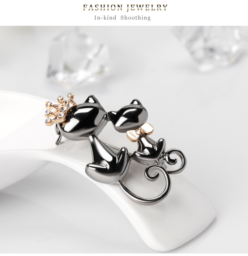 Womens Animal Plating Alloy Cat Jewelry Brooches NHDR127336