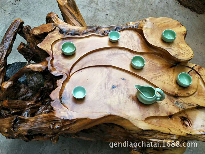 太行崖柏根雕茶台实木茶几流水茶桌组合配套木墩批发实木泡茶桌-阿里巴巴