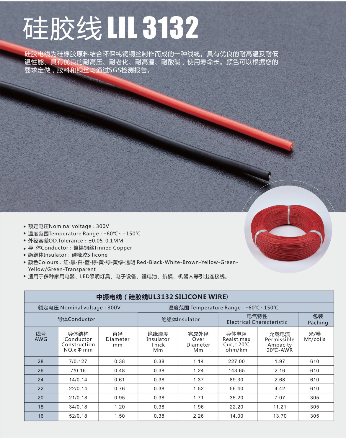 UL3132-28AWG-UL3132-UL硅胶线-产品系列-硅胶线|铂金硫化硅胶线|硅胶电线|耐高温硅胶电线|特软硅胶线|硅胶数据线|硅胶 ...
