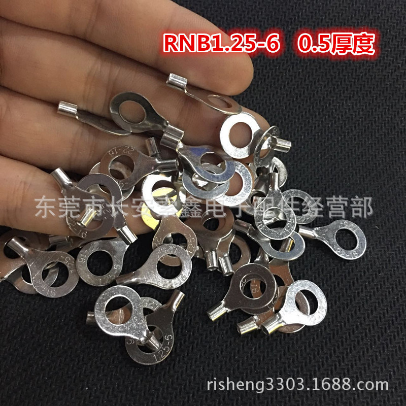 0.5MM RNB1.25-6圆形裸端子铜线耳OT1-6冷压接线端头黄铜 1000个-阿里巴巴