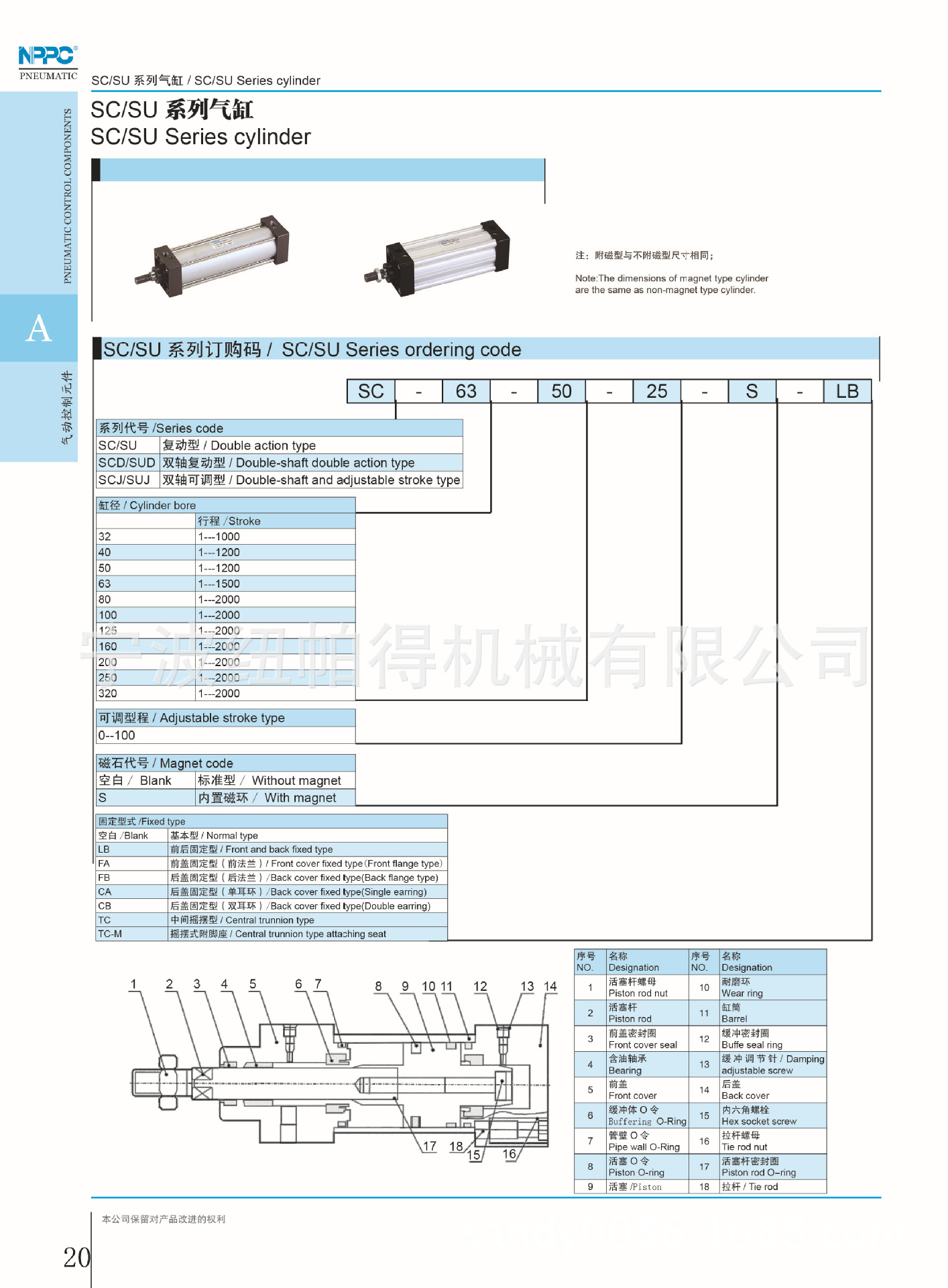 厂家批发SC系列气缸 拉杆式标准气缸 可调行程大推力-阿里巴巴