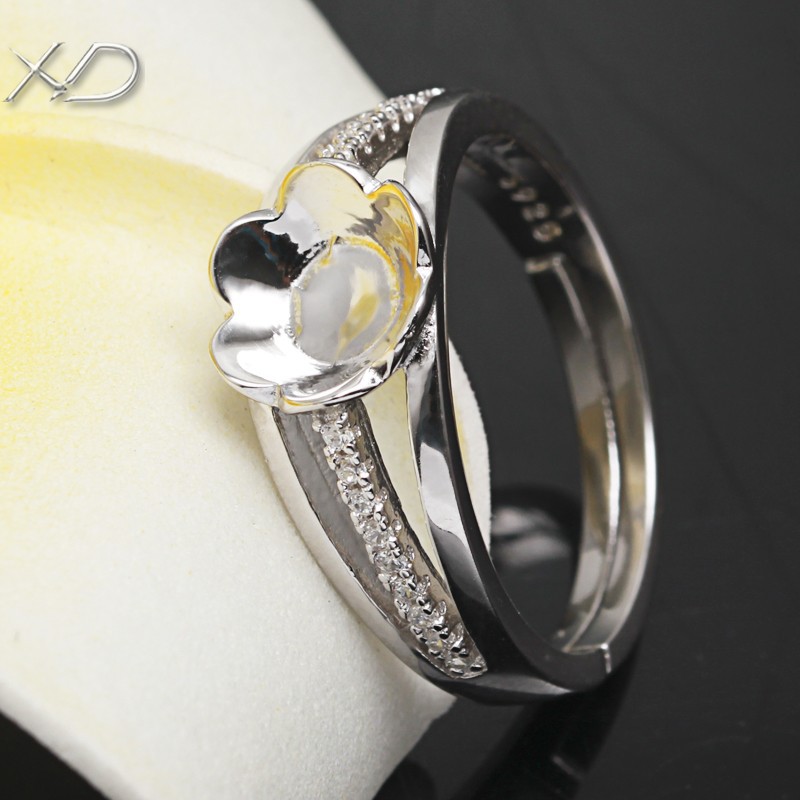 XD 8-10mm 925银弧形珠子戒托 银镶嵌戒指空托 活口戒指托镀白金-阿里巴巴