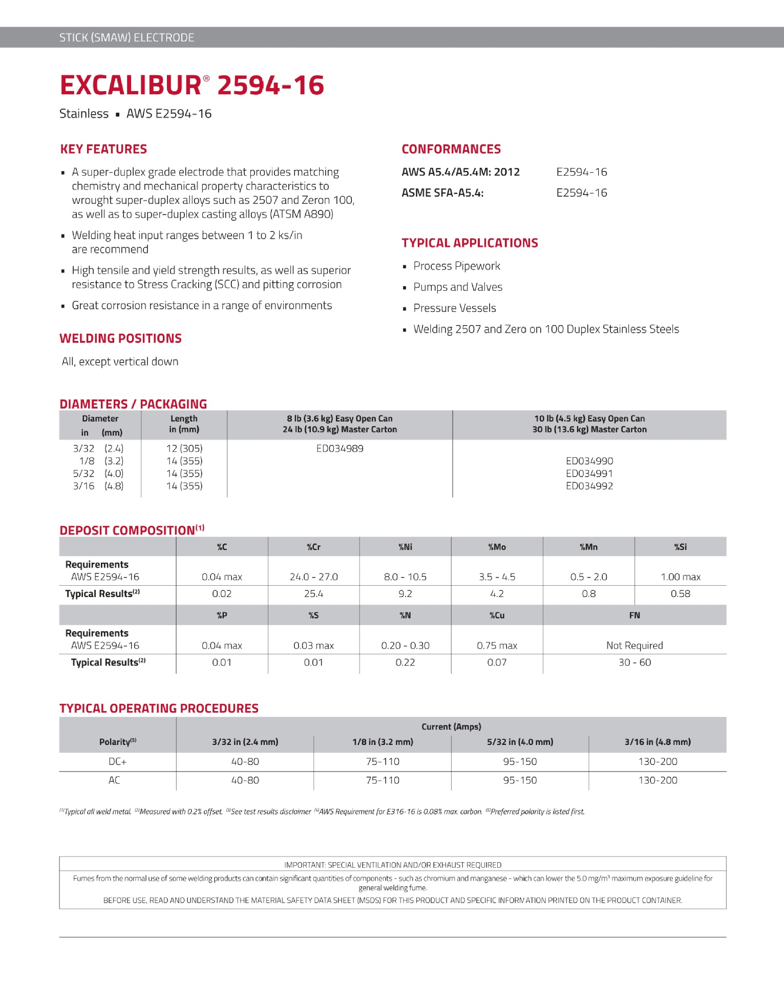EXCALIBUR 2594-16不锈钢焊条 E2594-16双相不锈钢焊条-阿里巴巴