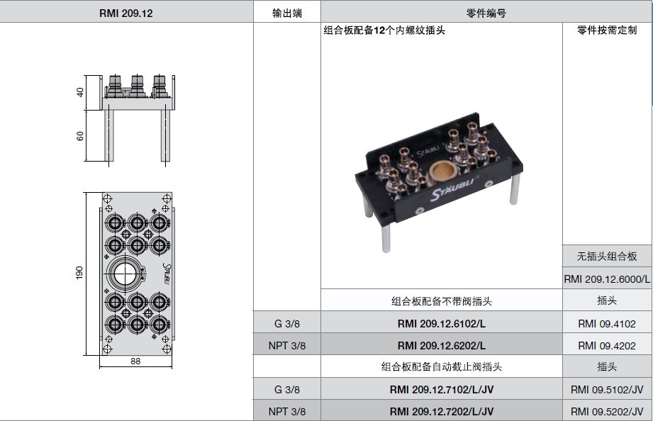 供应STAUBLI集水器RMI209.12.7102/L/JV模具集水块RMI209.12系列-阿里巴巴