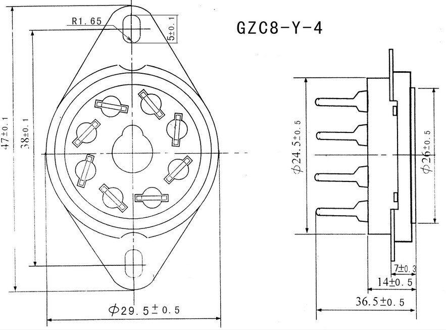 全新8脚电子管座 陶瓷金脚GZC8-Y-4-G适KT88/6550/EL34 6P6P 6N8P-阿里巴巴