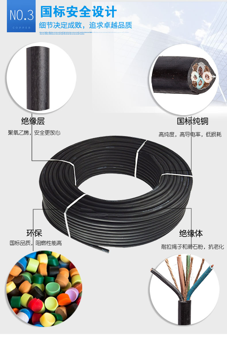 人民电线电缆铜芯多股软线三相四线YZ3*4+1*2.5平方橡套电缆国标-阿里巴巴