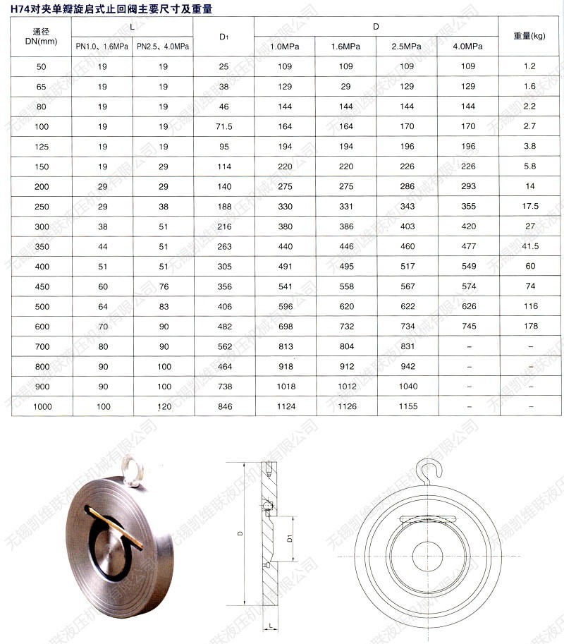 H74W-16P DN300,对夹圆片式止回阀,KWL/凯维联-阿里巴巴
