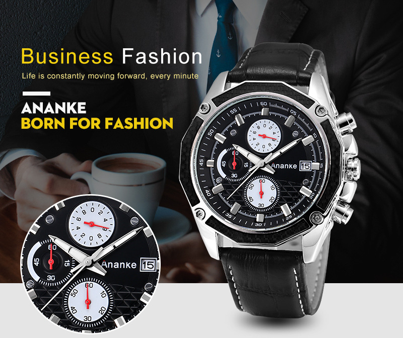 阿南刻ANANKE亚马逊爆款多功能运动手表watch 六针真皮防水石英表-阿里巴巴