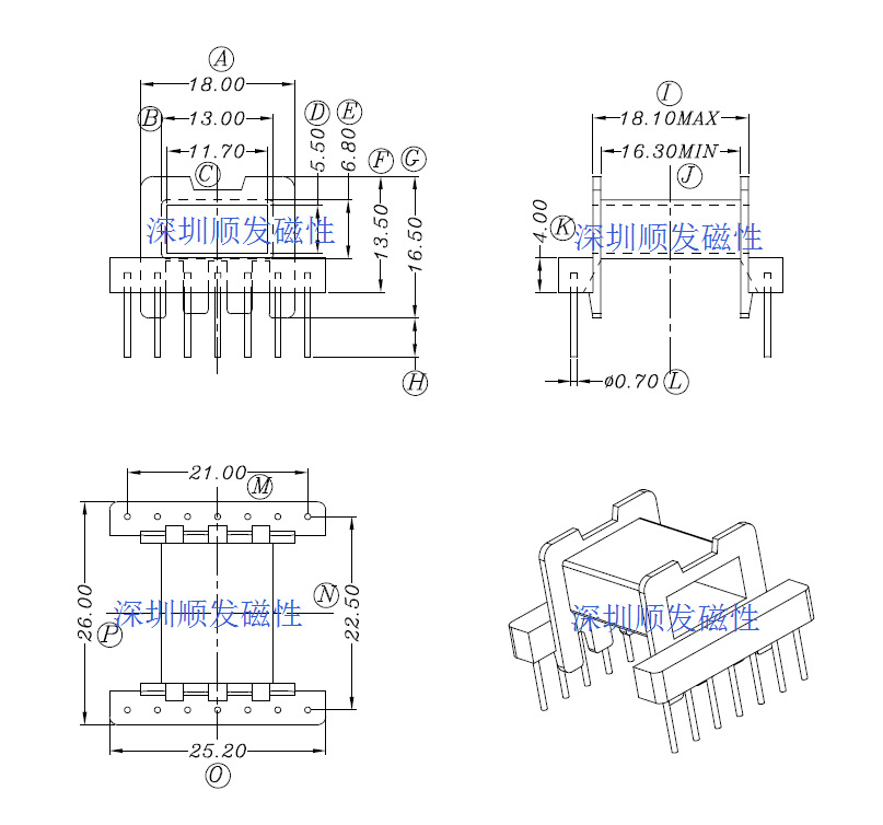 EFD25卧式7+7骨架 电木-阿里巴巴
