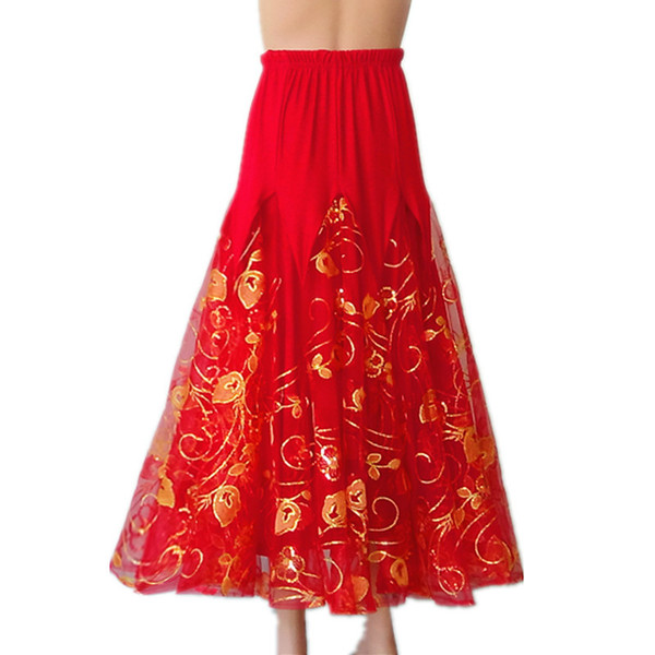 Ballroom dance skirts for women Modern dance dress red big swing skirt ...