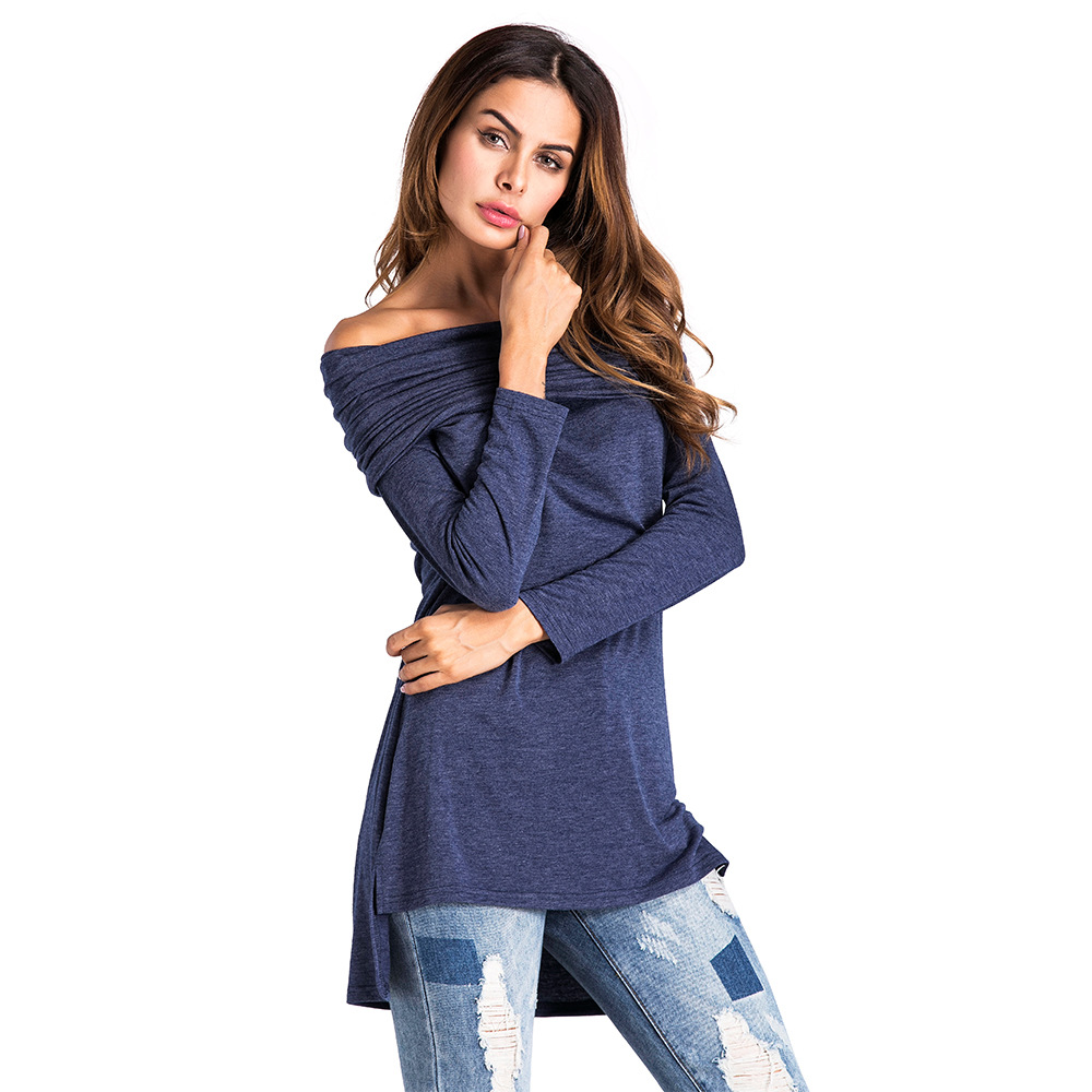 K8397欧美性感一字领带帽长袖前短后长下摆夜店-阿里巴巴