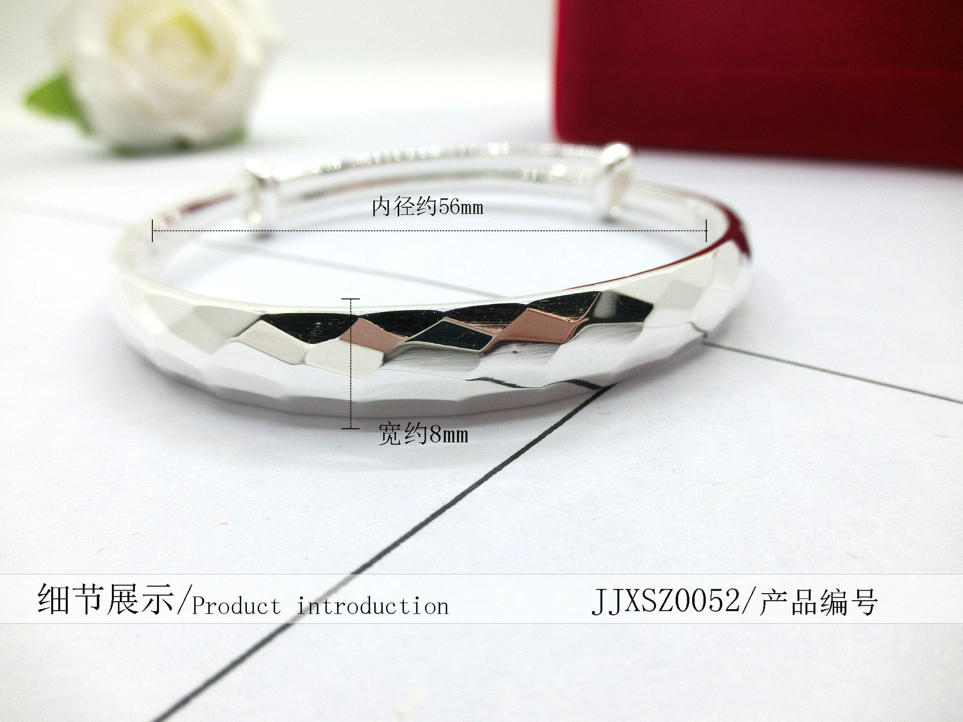 镜面镭射福底纹印花足银999.9手镯带证书 S999.9万足银内卜印花镯-阿里巴巴