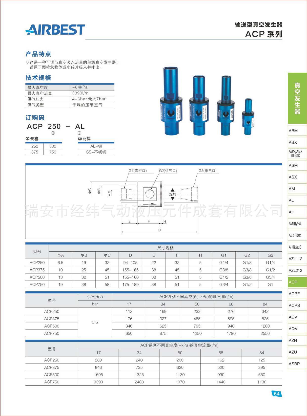 AIRBEST阿尔贝斯输送型真空发生器ACP250/ACP375/ACP500/ACP750-阿里巴巴
