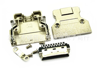 SCSI插头 SCSI-36P 公头 弹片式 卡扣 金属铁外壳 焊线式 36P公头-阿里巴巴