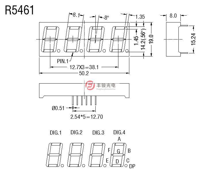 5641BS F5461BH数码管0.56寸数码管4位共阳0.56寸数码管高亮红色-阿里巴巴