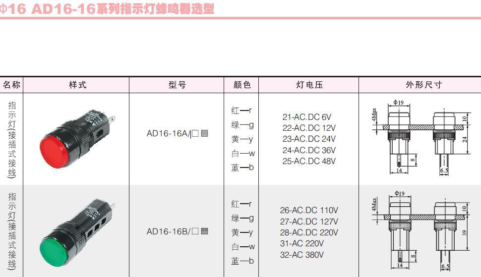 APT AD16-16C系列指示灯 圆形 红色绿色黄色白色蓝色-阿里巴巴