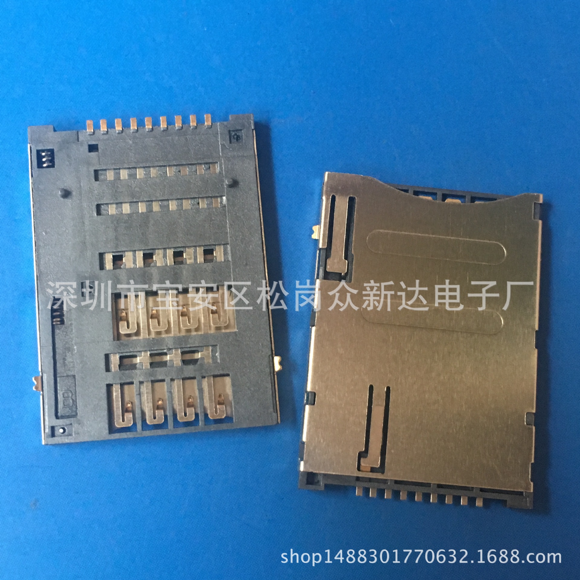 8+1P/SIM卡座9PIN贴片H=1.85mm常开/常闭式SIM卡基座 有柱贴板-阿里巴巴