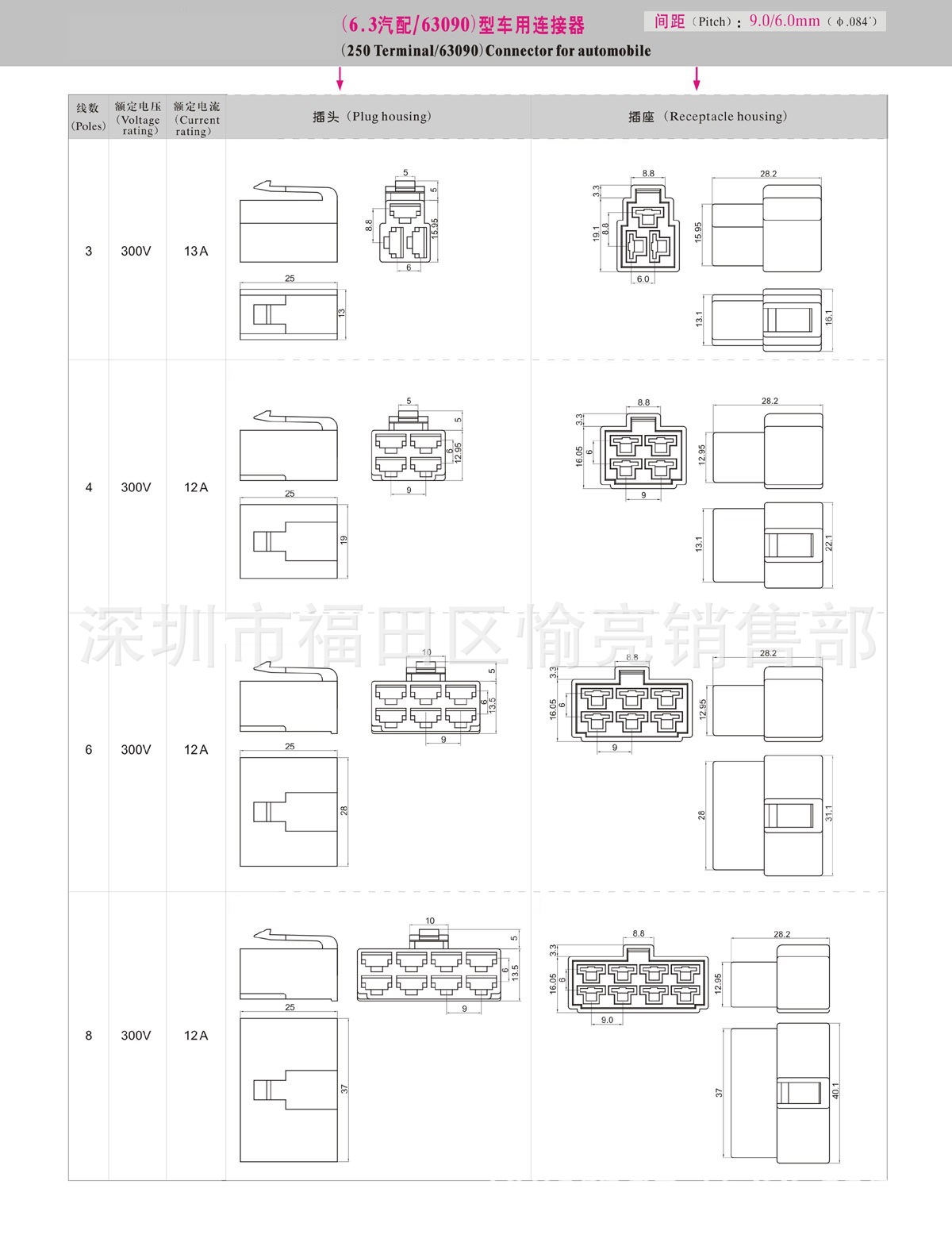 DJ7021-6.3-11/21 6.3-2P汽车连接器 63090-2P 2R-阿里巴巴