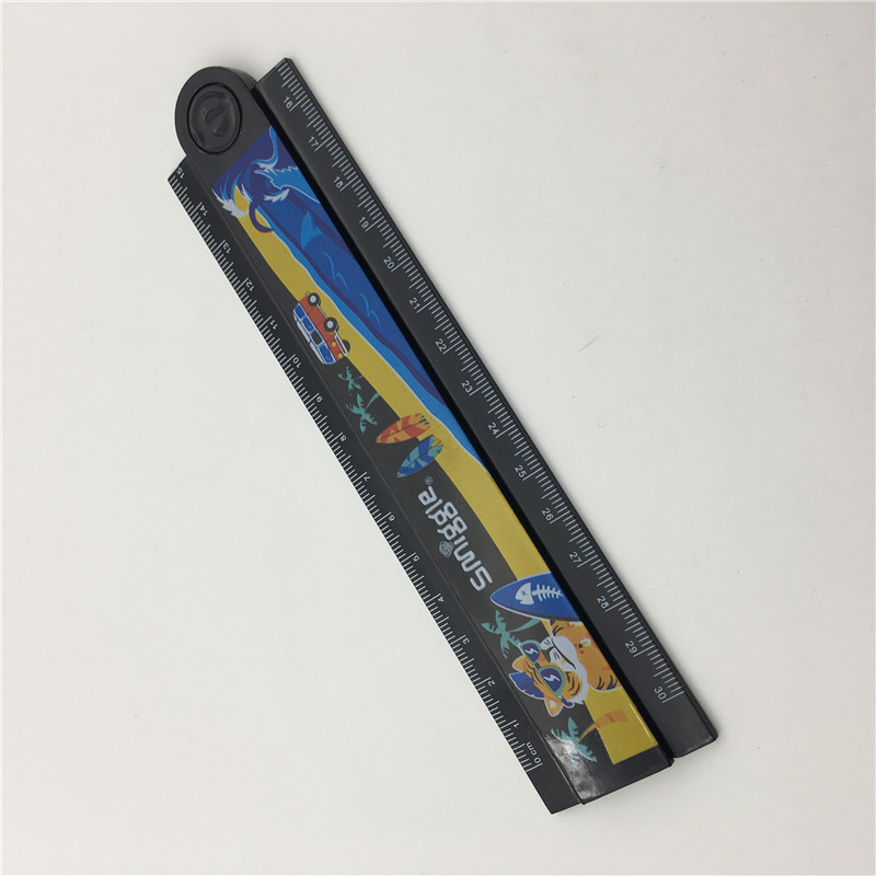 厂家外销 卡通创意折叠直尺 30CM 学生文具彩色波浪线塑料折叠尺-阿里巴巴