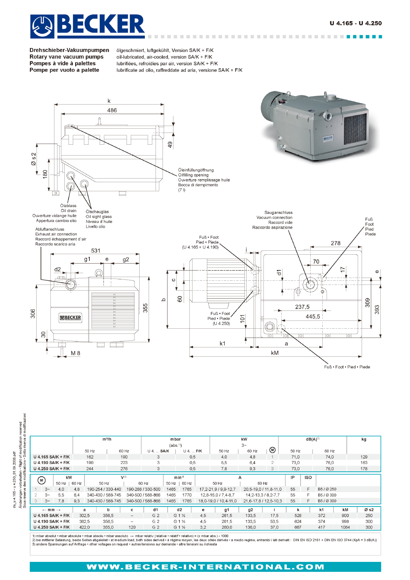 原装德国BECKER贝克U4.165SA/K油式真空泵 U4.165SA/K维修保养-阿里巴巴