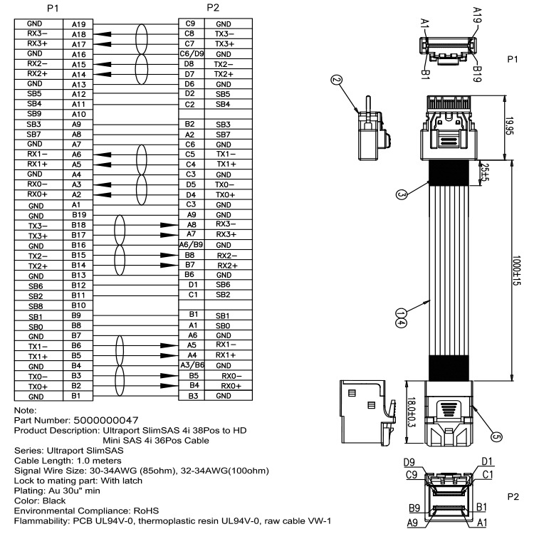 PCIE4.0 Slimline SAS SFF-8654 4i 38P转Mini SAS HD SFF-8643线-阿里巴巴