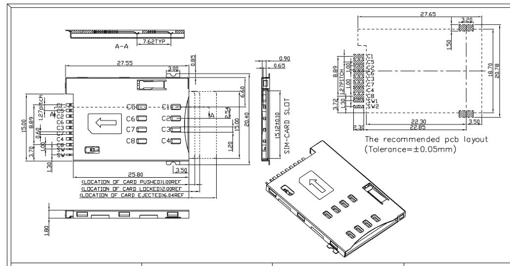原装正品 MUP SIM6+2 卡槽8PIN SIM卡座自弹卡座MUP-C720无柱-阿里巴巴
