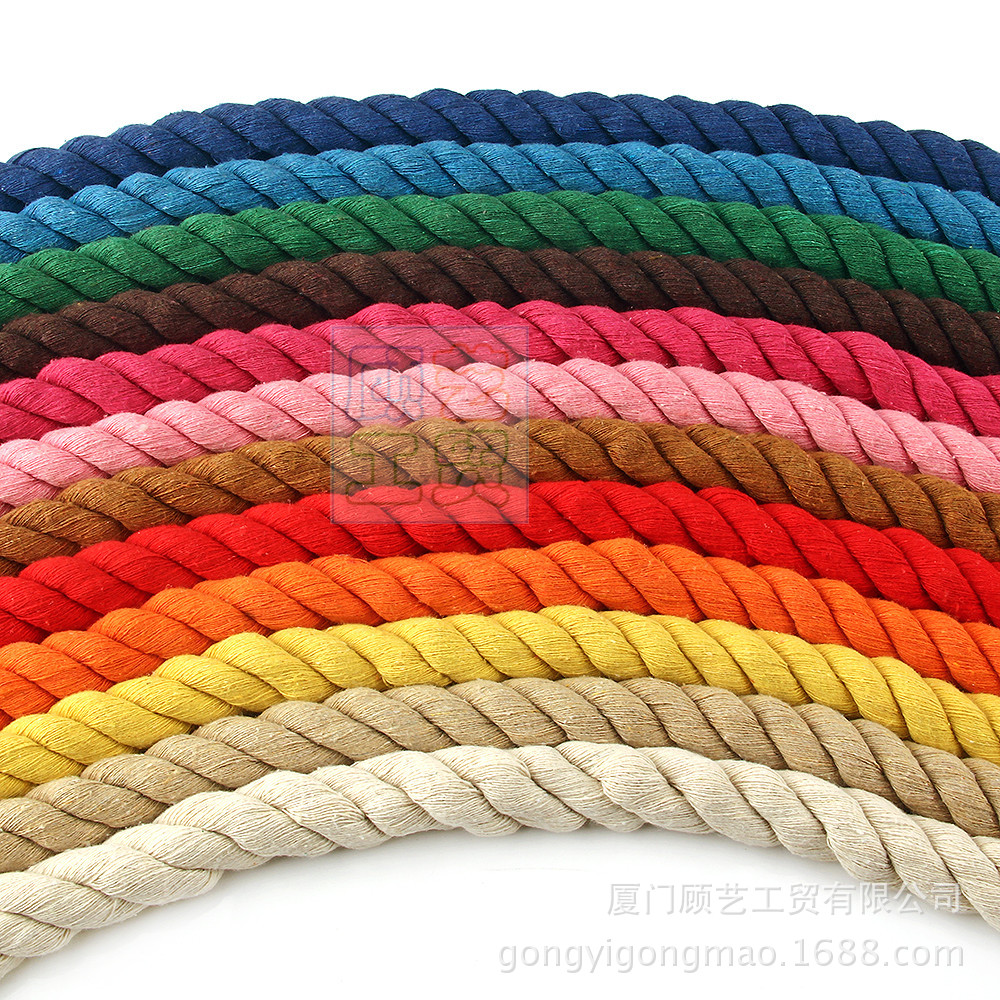 现货3股20mm粗彩色棉绳 工程捆扎绳装饰捆绑绳编织麻花彩色棉绳-阿里巴巴