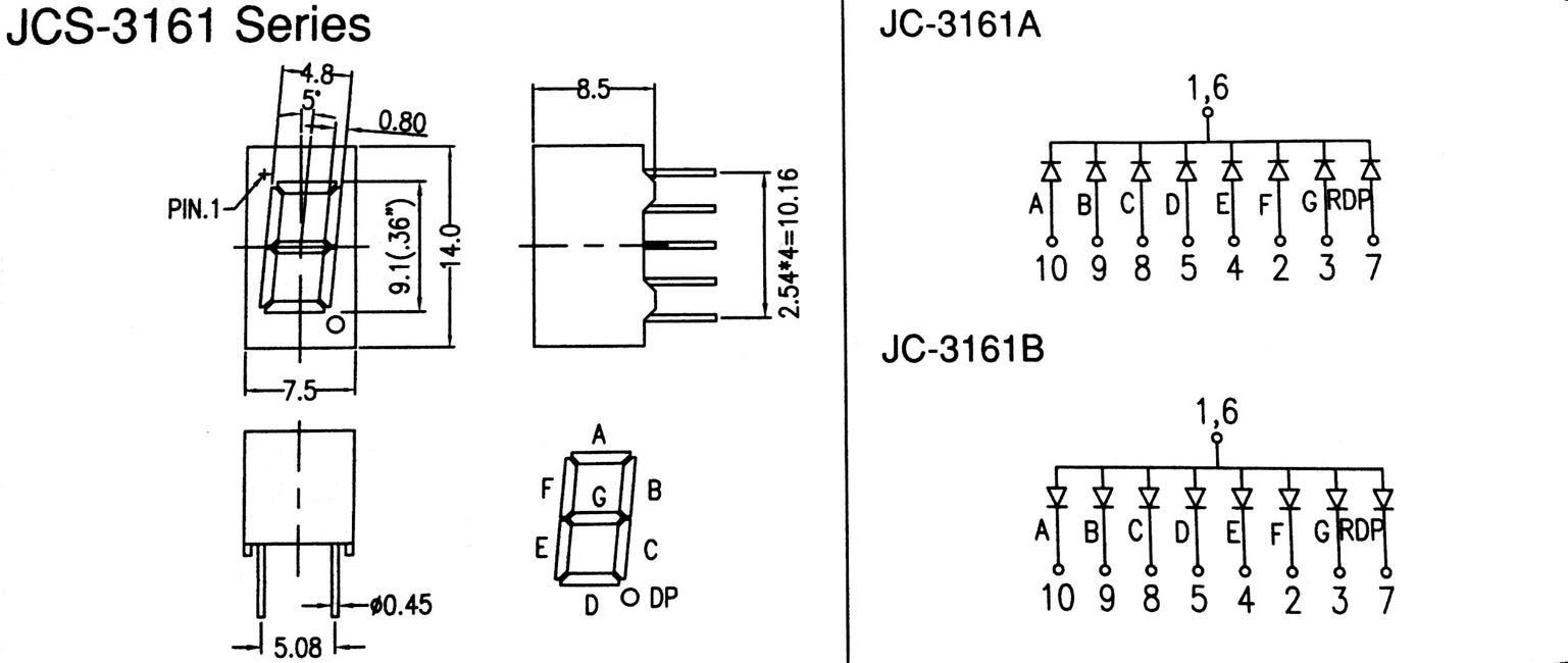 厂家直销LED数码管显示屏0.36寸一位红色3611AS/BS共阴阳高亮-阿里巴巴