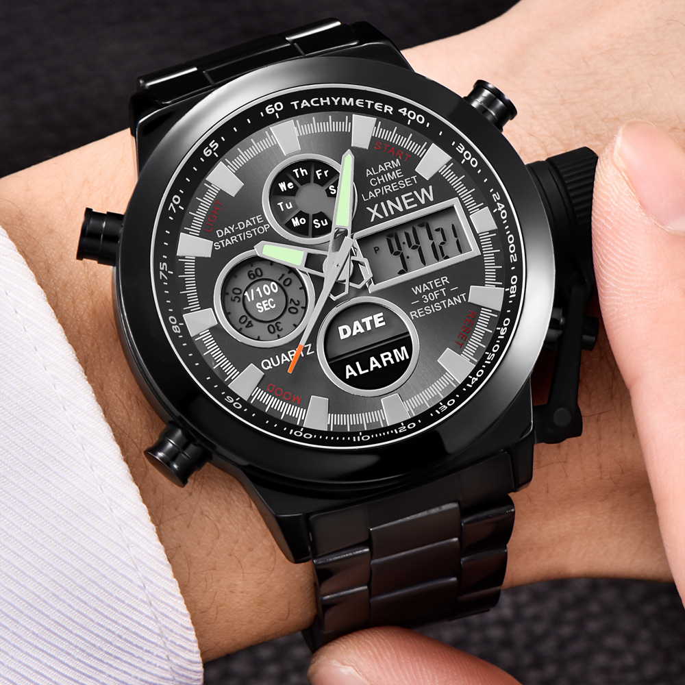 Brand Watches New Fashion Digital Men Full Steel Led Watch-阿里巴巴