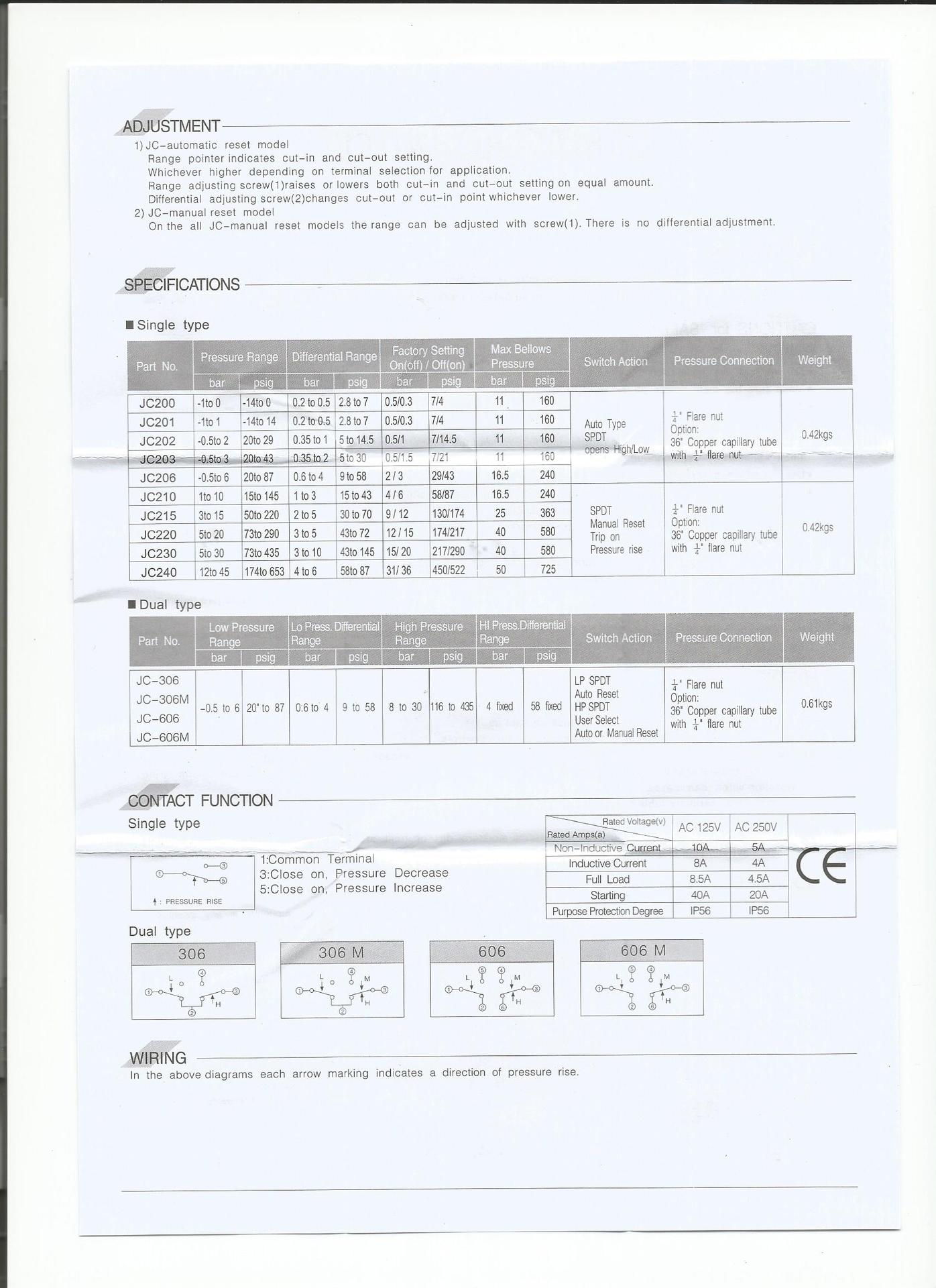 韩国3S低压力黄铜压力开关 JC-200，JC-201， JC-202真空负压开关-阿里巴巴