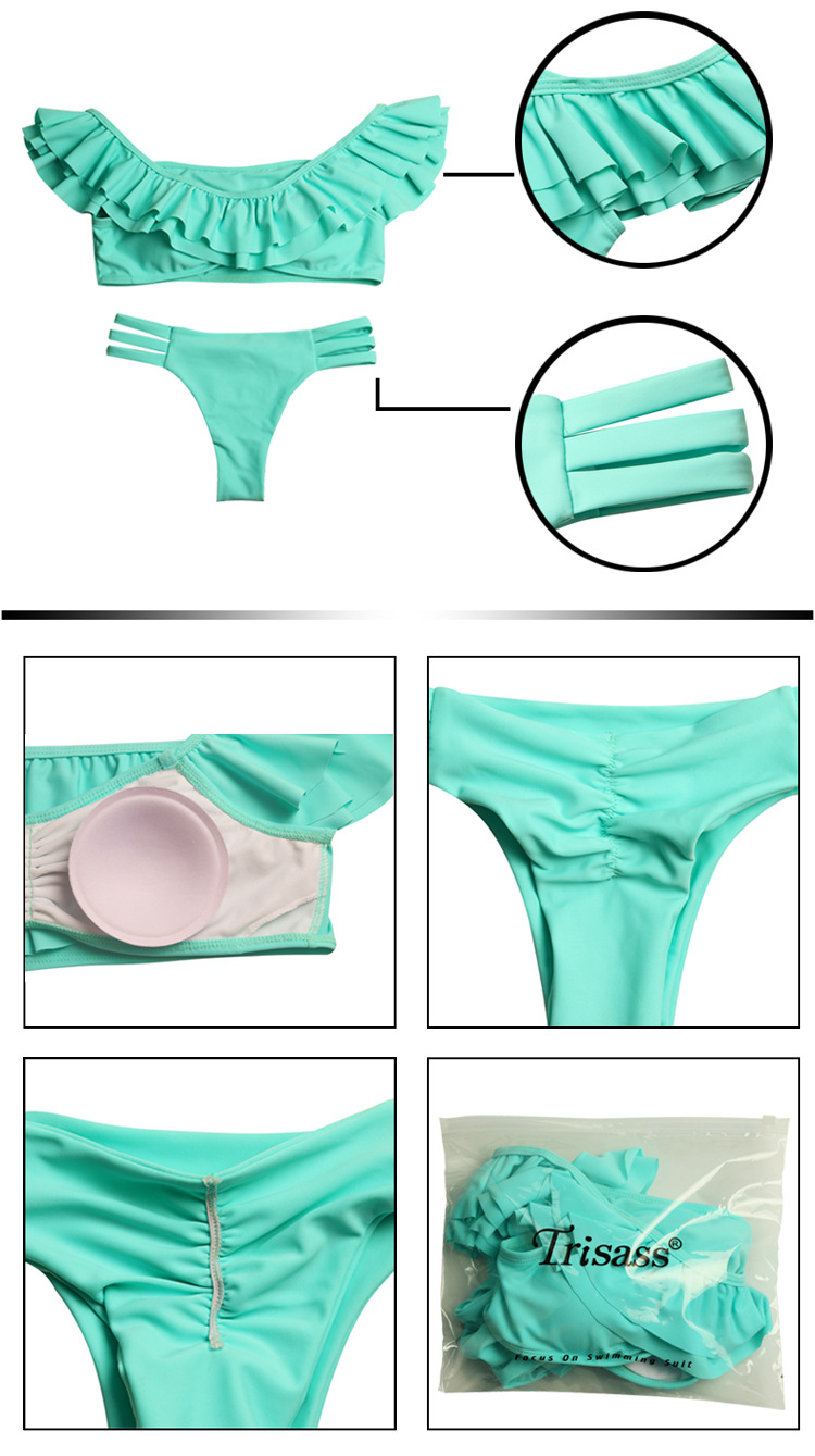 Trisass 欧美外贸比基尼泳衣 女泳装带袖抹胸性感bikini 速卖通款-阿里巴巴