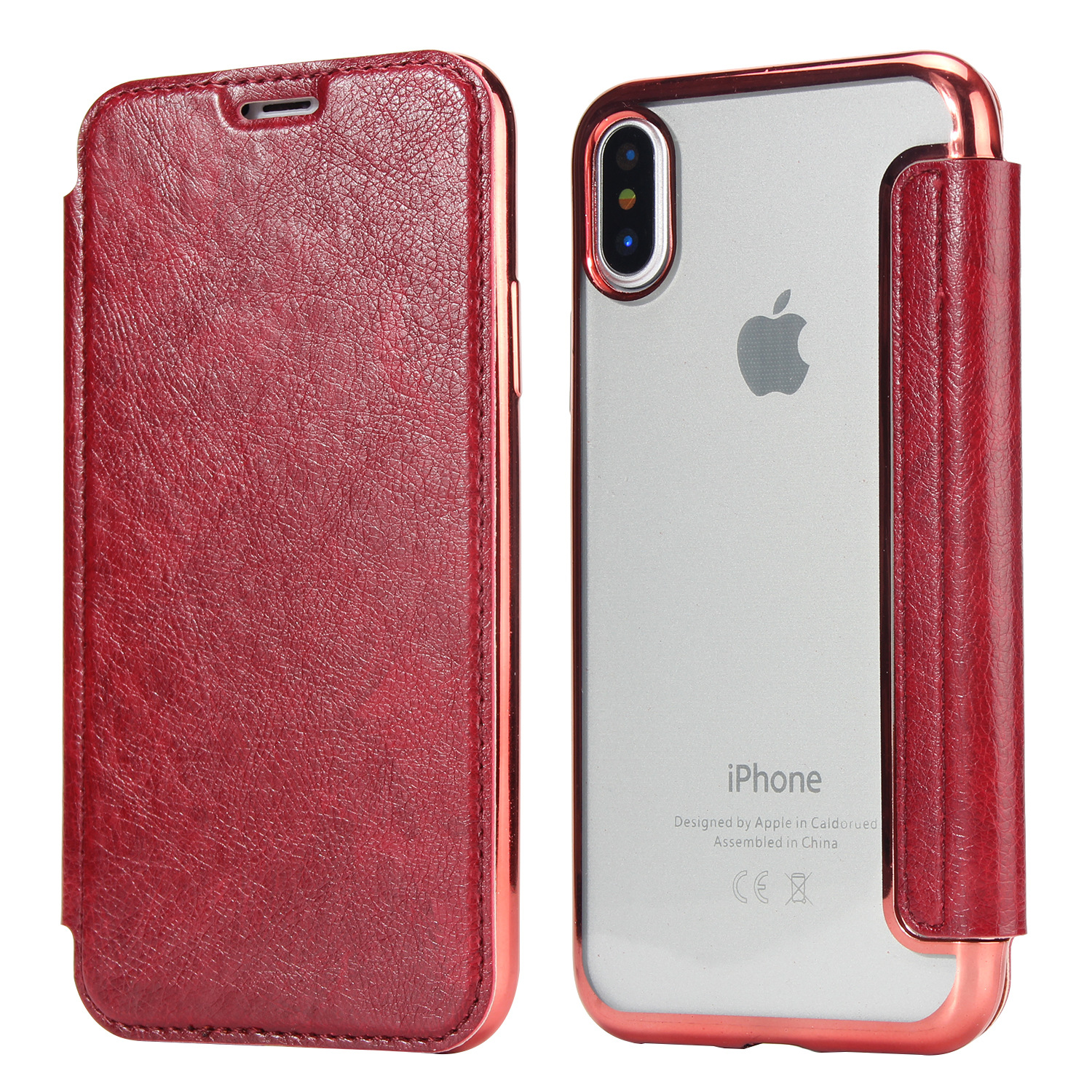 适用iPhone12翻盖手机皮套苹果7plus电镀TPU保护套XS MAX透明壳-阿里巴巴