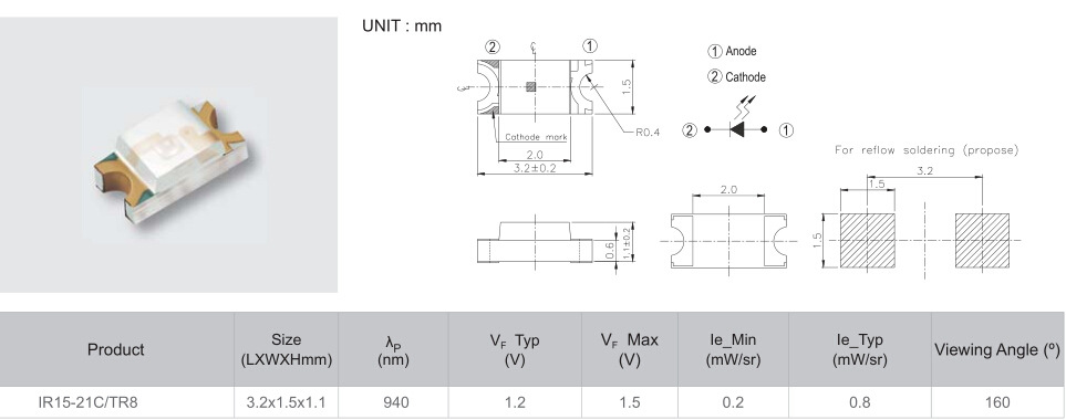 亿光940贴片红外发射管IR15-21C/TR8 1206贴片红外对管940NM现货-阿里巴巴