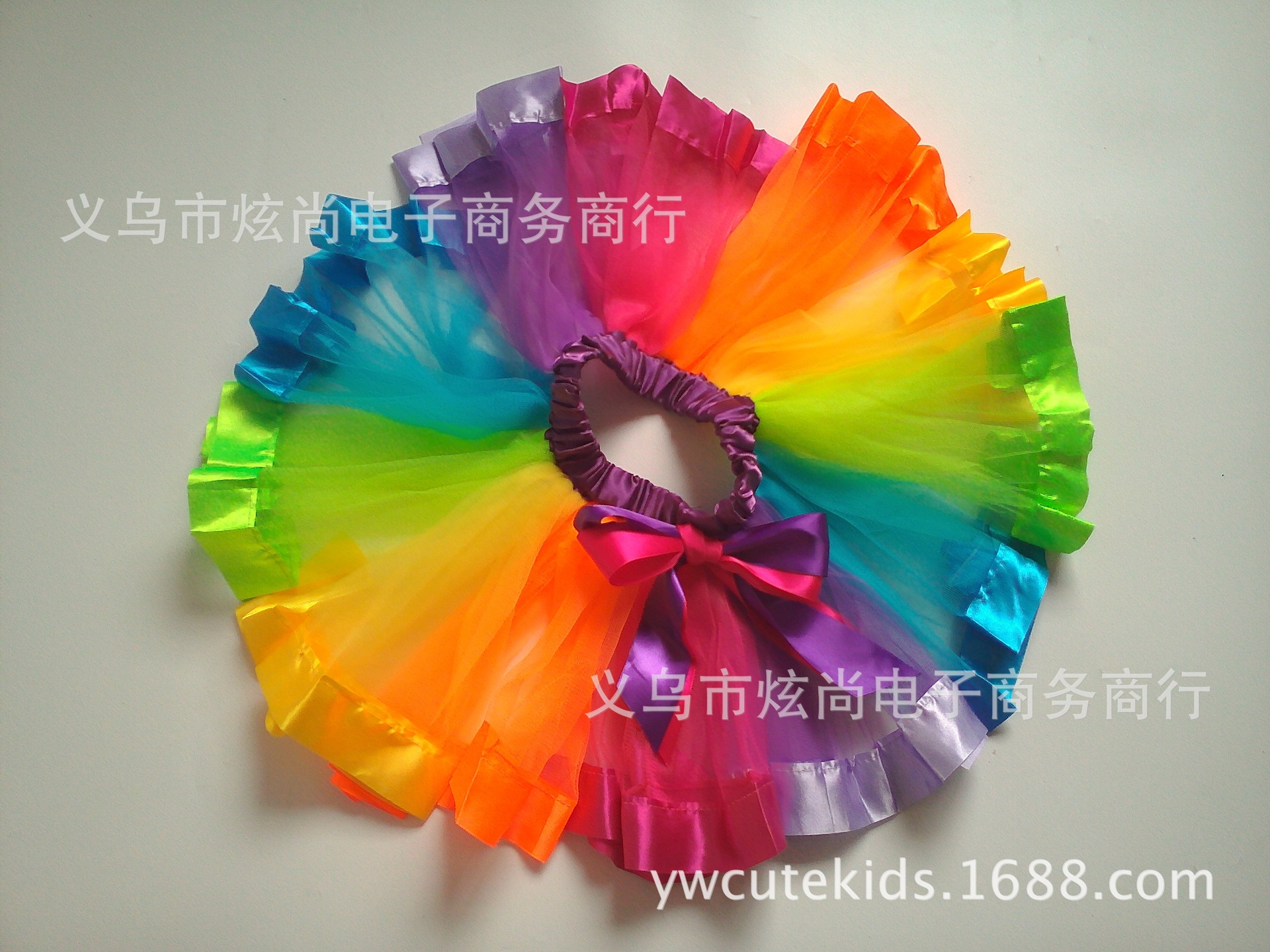 现货批发儿童彩虹网纱tutu半身舞蹈裙六一儿童节蓬蓬表演裙七彩裙-阿里巴巴