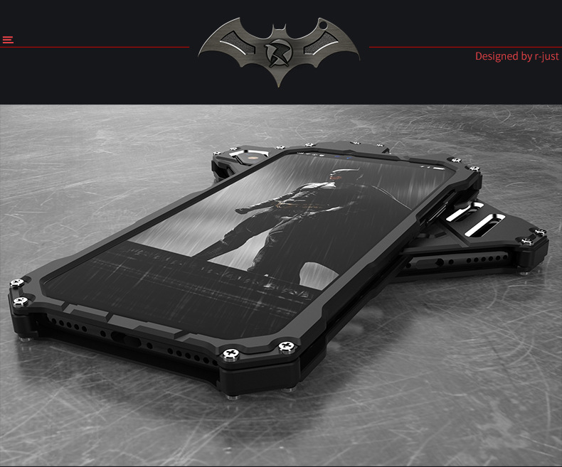 R-Just Batman Shockproof Aluminum Shell Metal Case with Custom Bataran ...