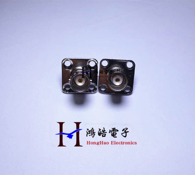 纯铜BNC-KFD 50欧姆同轴连接器BNC插座Q9视频母座四孔法兰盘安装-阿里巴巴