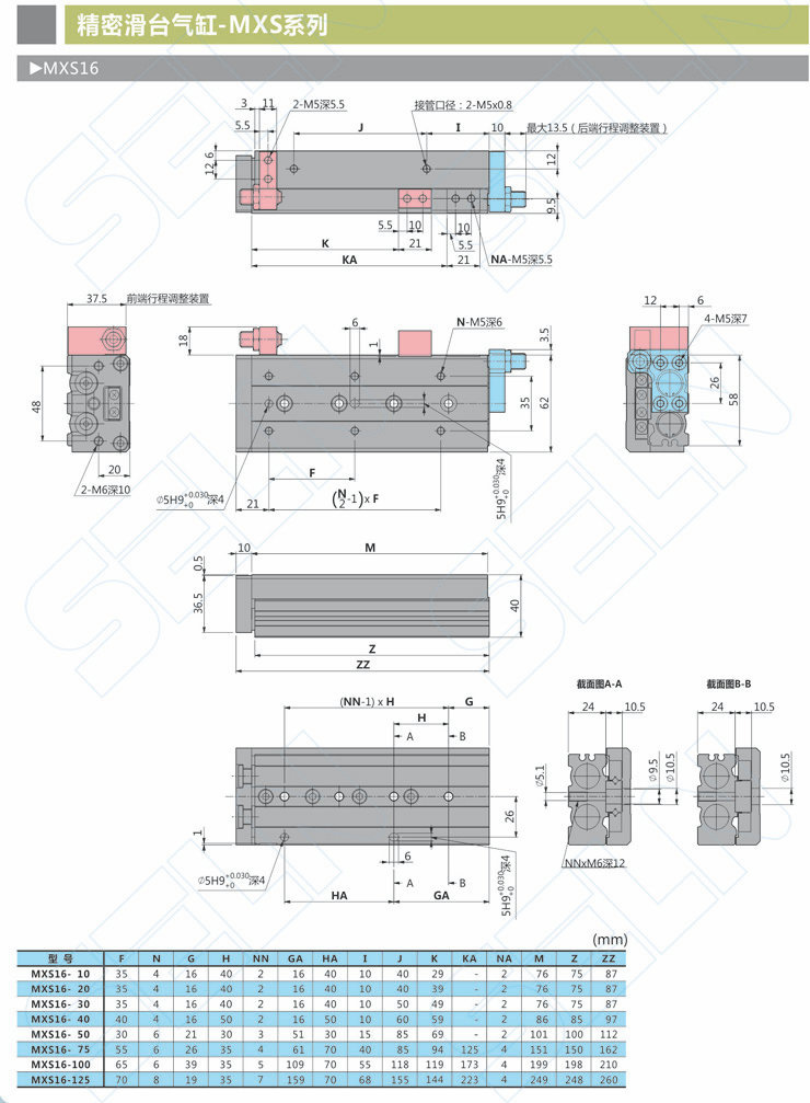 供应 气动SMC型精密导轨气缸 MXS12-20/AS/AT/A/BS/BT/B滑台气缸-阿里巴巴