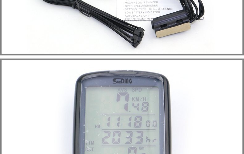 自行车码表sunding顺东563A 563B中文/英文夜光有线码表里程表-阿里巴巴