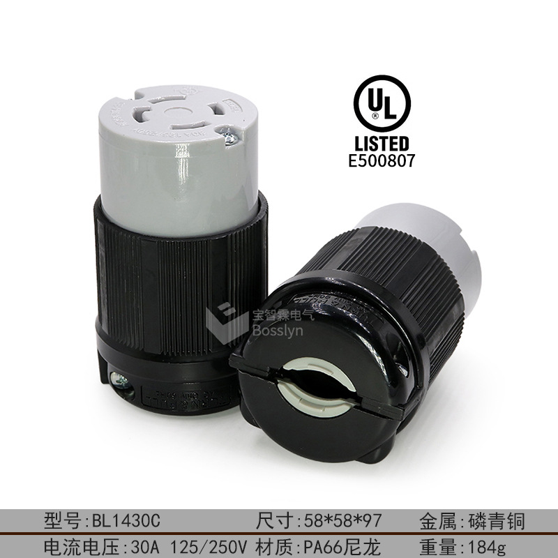 美规接线明装插座 NEMA L14-30C 工业连接器 高品质尼龙材质-阿里巴巴